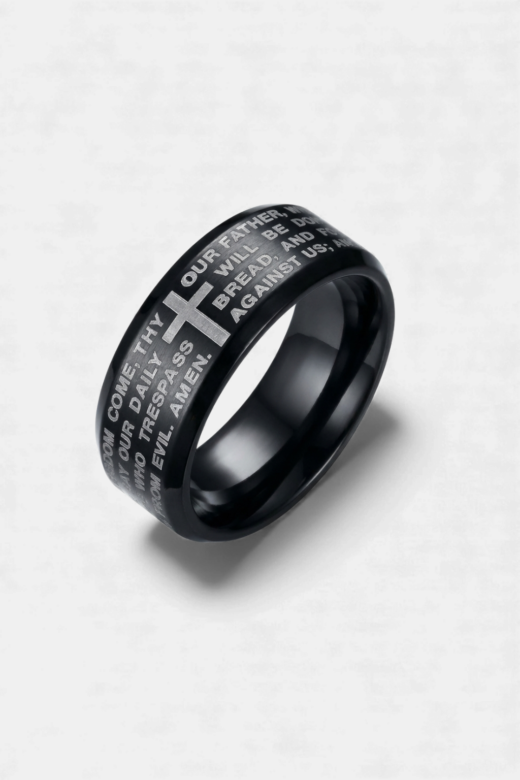 Bague Religieuse Noire Notre Père | Boutique Chretienne – Boutique ...