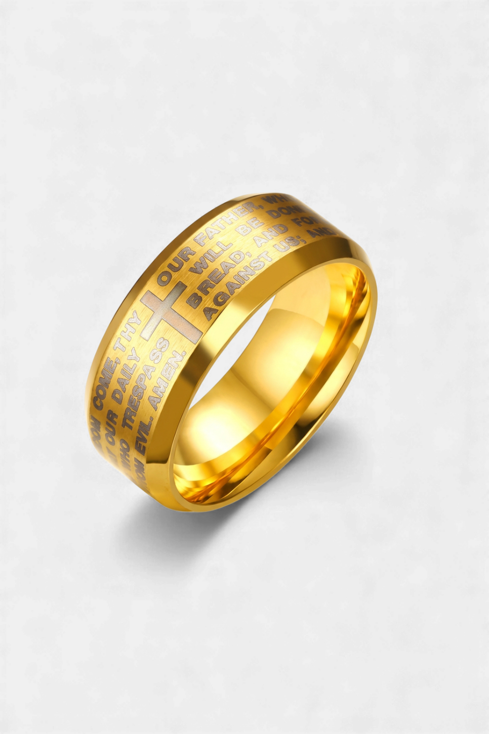 Anillo chapado en oro Oración del Padre Nuestro | Boutique Cristiana ...